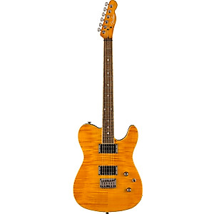 Fender Set Neck Custom Tele FMT featuring Seymour Duncan Humbucker’s, Electric Guitar with 2-Year Warranty, Many Tones, Elegant Finish, Amber