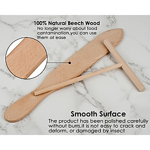 DS. DISTINCTIVE STYLE Crepe Spreader and Crepe Spatula Kit Set of 2 Crepe Tools Wooden Spatula and 4.7-inch T-shaped Tool