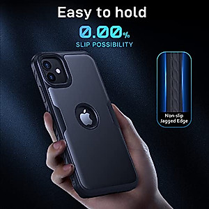 DETAKER Designed for iPhone 11 Case, Double Layers Shockproof Heavy-Duty Case Anti-Scratches Lightweight Protective Slim for iPhone 11 Case 6.1 inch, Black