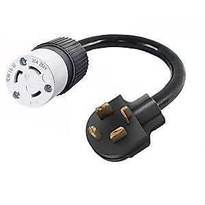 14-30P 4-Pin Male Dryer Plug To L6-30R 3-Prong Female Twist Lock Socket Receptacle Outlet Electric Power Cord Cable Miller Lincoln Hobart Plasma Cutter Welder Adapter/Converter NEMA FX467W