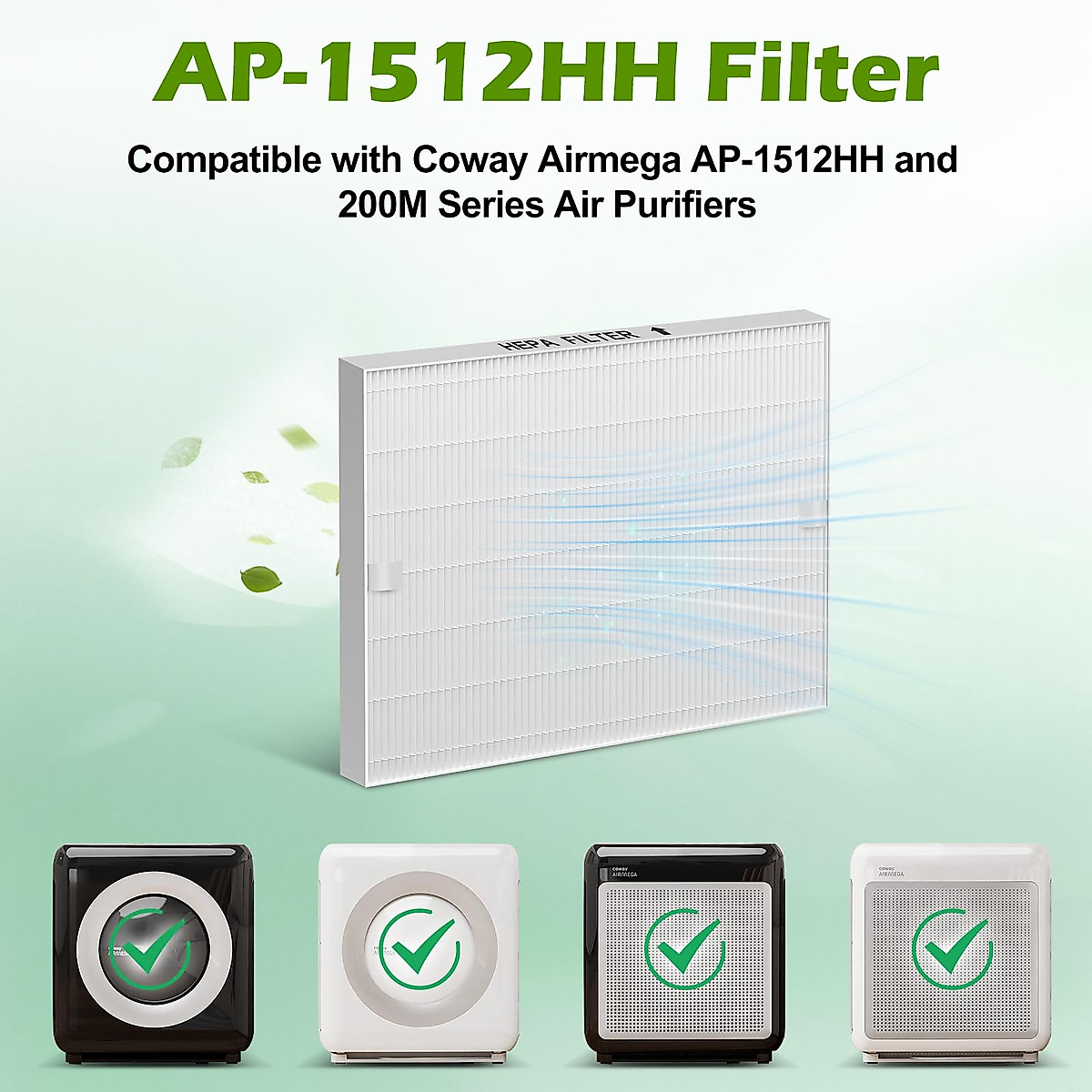 Musslan 4 Pack AP-1512HH Replacement Filter for Coway Airmega AP-1512HH, AP-1512HH-FP, AP-1518R, AP-1519P, and 200M Series Air Purifiers, Part # 3304899