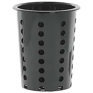 HUBERT® Flatware Cylinder Perforated Black Plastic- 4 1/2"Dia x 5 1/2"H
