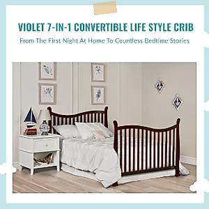 Dream On Me Violet 7-In-1 Convertible Life Style Crib In Espresso, Greenguard Gold Certified, 4 Mattress Height Settings, Made Of Sustainable New Zealand Pinewood