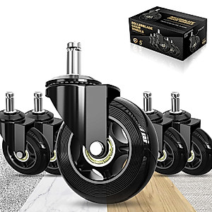 Office Chair Wheels,Set of 5,Soontrans,Rollerblade Wheels Replacement for Office Gaming Chairs Caster Wheels for Carpet,Wood Floors,Heavy Duty Computer Chair Wheels,NOT Compatible for IKEA