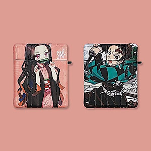 VARWANEO Airpods 1 2 Case, Demon Slayer Kamado Tanjirou Nezuko Anime Pattern for Airpods 1 2 Case Bluetooth Earphone Protective Cover IMD Headphone Case (Nezuko)