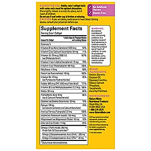 Nature Made Prenatal Multivitamin with Folic Acid, DHA and Choline, Dietary Supplement for Prenatal Nutritional Support, 60 Softgels, 60 Day Supply