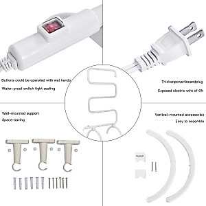 Electric Towel Warmer, S-Shaped Heated Towel Rack with Built-in Switch, Constant Temperature Control, 15 Min Fast Heating, Freestanding & Wall-Mounted Drying Rack for Bathroom, White