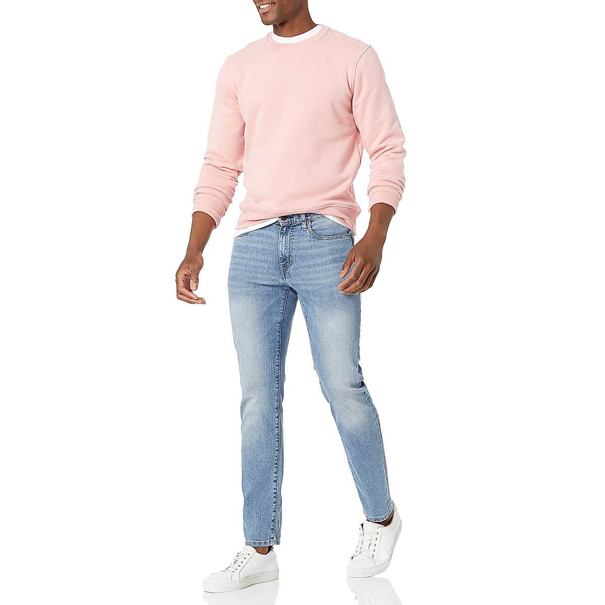 Amazon Essentials Men's Fleece Crewneck Sweatshirt (Available in Big & Tall), Pink, Large