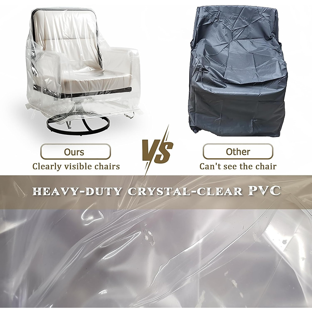 Outdoor Swivel Lounge Chair Cover ,Waterproof Outdoor Chair Covers,Patio Swivel Chair Covers for Outdoor Furniture (1Pack-Transparency, 30" W x 34" D x 38.5" H) (CRYSTAL, 30" W x 34" D x 38.5" H)