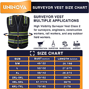 UNINOVA High Visibility Safety Vest - Multi Pockets Reflective Mesh Breathable Workwear, ANSI/ISEA Standards (Large, Black Mesh-02)