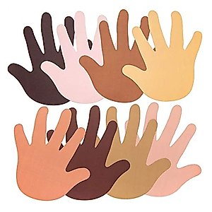 Baker Ross AW759 Skin Tone Hand Cut Outs - Pack of 56, Kids Construction Paper, Card Classroom Supplies, Hand Skin Color Cut Outs