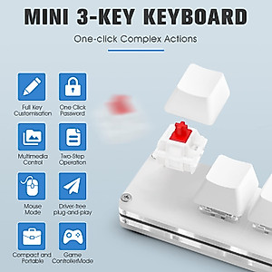 Ecarke USB Mini 3-Key OSU Keypad Hotswap One Handed Mechanical Gaming Keyboard Programming Macro Cherry Switch RGB Backlit Mini USB Keypad for Windows Mac macros or Rhythm Games
