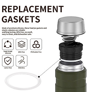 Hasanbar Replacement Gaskets Compatible with Thermos Stainless King Food Jar 16 and 24 Ounce, Silicone Seals Ring Ensures Containers a Leak-Proof Seal, O-Rings with No Phthalate/Latex/BPA - 4 Pack