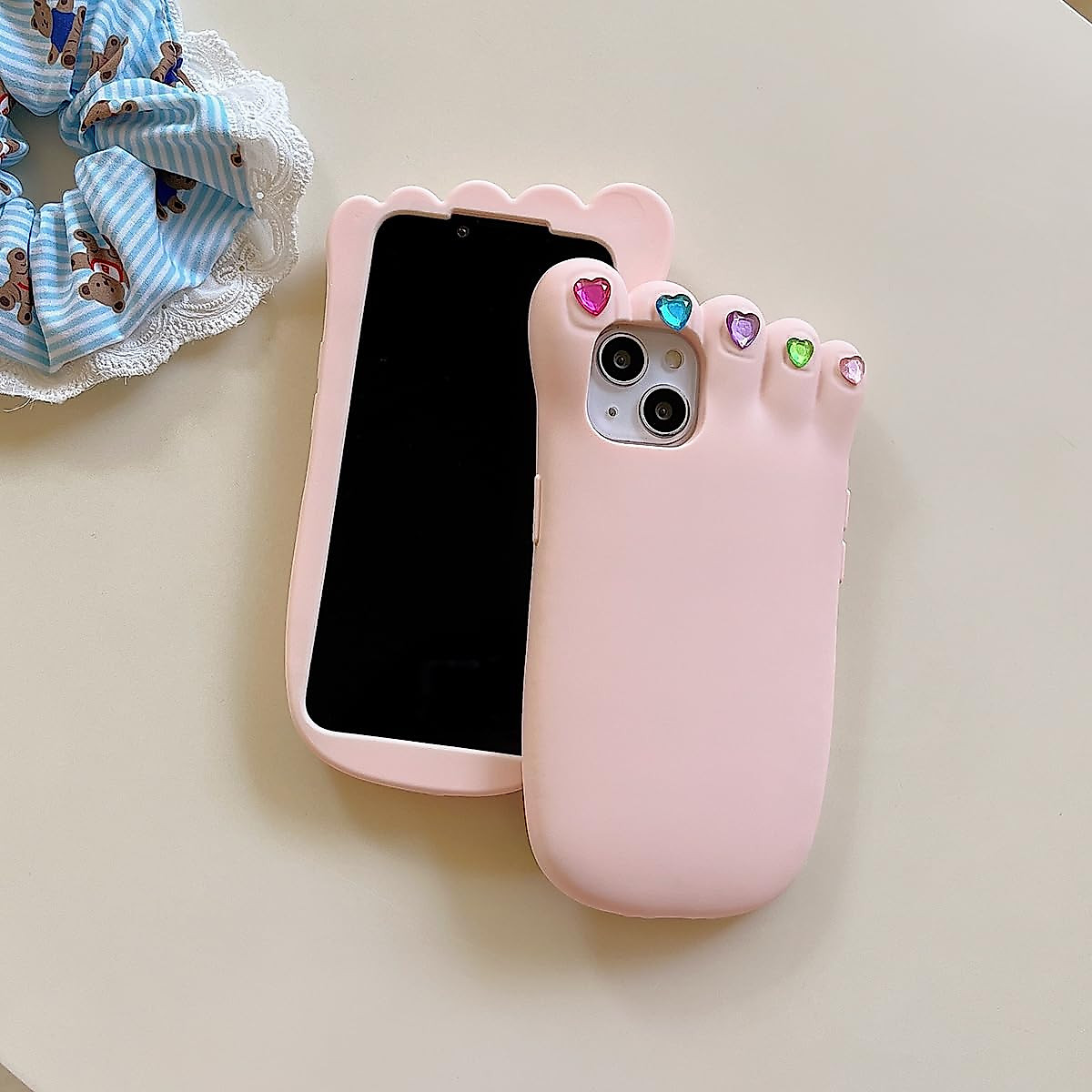 QoKcoahn Case for iPhone 13 Pro Max,3D Kawaii Phone Cases Funny Cute Cartoon Foot Nail EnhancementCover Soft Silicone Gel Drop Protection Case Women Girls for iPhone 13 Pro Max
