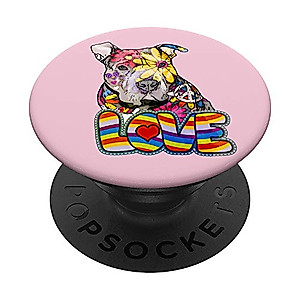 Peace love Pitbulls Pitbull Owner gift Hippie Flower Power PopSockets PopGrip: Swappable Grip for Phones & Tablets
