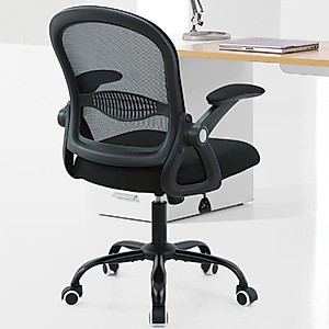 Office Chair Desk Chair, Ergonomic Home Office Task Chairs, Executive Task Chair, Adjustable MidBack Computer Gaming Chair, Flip-up Armrests 360° Swivel Breathable Mesh Back Chair, Black