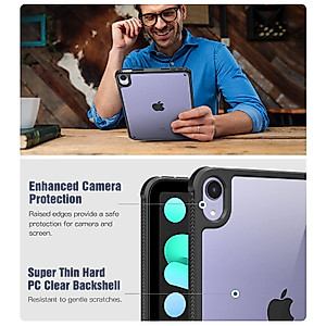 TiMOVO Case for iPad Mini 7 2024 (A17 Pro) / iPad Mini 6 2021, iPad Mini 7th/6th Generation Case 8.3 inch, Ultra Slim Clear Shock Absorbant Flexible TPU Edge Case, Support Apple Pencil Pro - Black