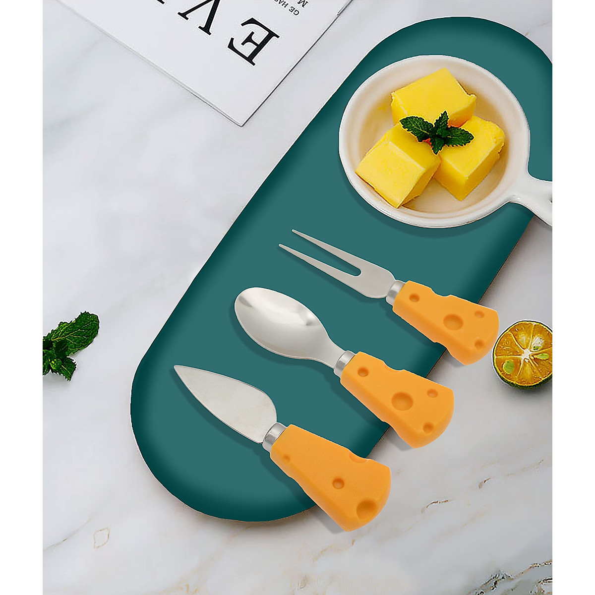 3pcs Cheese Knife Set, Stainless Steel Cheese Knives, cheese spoon, cheese fork, suitable for gift giving
