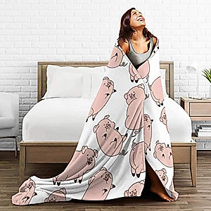 DIYAB Gravity Falls Pig Flannel Fleece Blanket Warm Bed Blankets for Couch Sofa Bed Traveling 50 x 40 Inch/127 x 102 cm