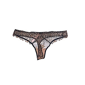 Victoria's Secret Dream Angels Floral Embroidered Thong Panty Color Leopard New (Medium)