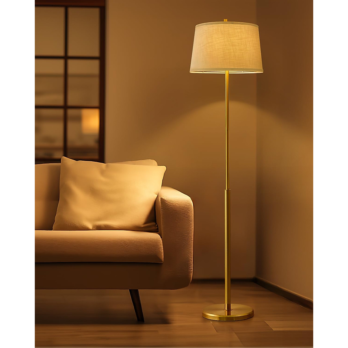 Oneach 61.75" Modern Floor Lamp for Living Room Tall Lamp for Bedroom Gold Floor Lamp with Rotary Switch Industrial Standing Lamp Floor Lamp for Nursery Study Room Office