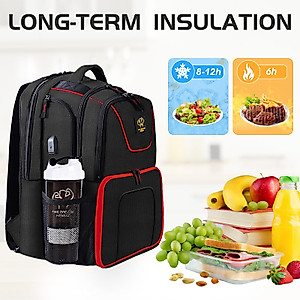 519 Fitness Meal Prep Backpack,Insulated Cooler Lunch Backpack with Computer Compartment,Hiking Picnic Cooler Rucksack For Men and Women,3 Meal Containers,2 Ice Packs and Protein Shaker(black)