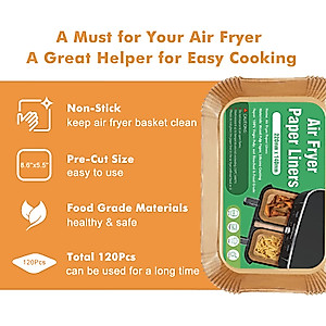 Air Fryer Parchment Paper Liners for Ninja, 120PCS Air Fryer Liners Disposable Baking Paper Liner Accessories for Ninja Foodi Dual Dz201, Dz401 with 2 Baskets 8.6"X5.5"