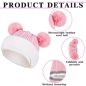 2 Pcs Baby Winter Hat Scarf Set Toddler Winter Hat Infant Beanie Hat Toddler Balaclava Earflap Hat for 1-5 Year Old Girl Boy (Pink, Black)