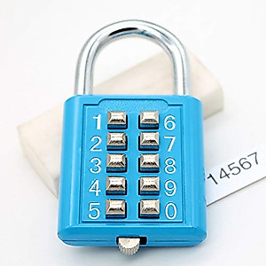 MIONI 10 Position Button Combination Padlock, 5 Position Locking Mechanism, bluexi15:18