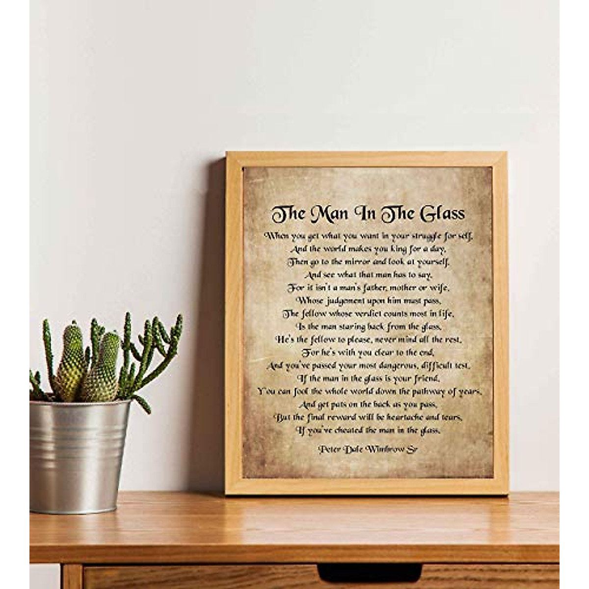 Peter Dale Wimbrow Sr.-"The Man In The Glass"- Inspirational Poem Page Print- 8 x 10" Poetic Wall Art. Distressed Parchment Print-Ready To Frame. Home-Office-Study Decor. Great Gift for Poetry Fans!