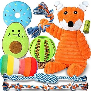 Zeaxuie 9 Pack Luxury Puppy Toys for Teething Small Dogs, Puppy Chew Toys with Cute Squeaky Dog Toys, Ball and More Rope Dog Chew Toys