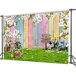 Dudaacvt 7x5ft Easter Backdrop Spring Easter Backdrop Colorful Wood Backdrop Easter Children Party Decorations Banner Backdrop D625