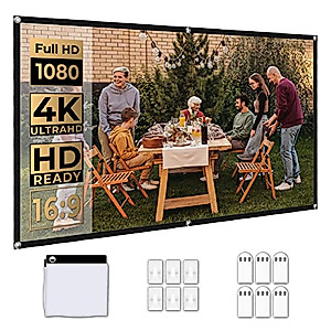 WEWATCH 100 Inch Projector Screen, Portable and Foldable Projector Screen, Double Sided Video Projector Screen for Indoor, Outdoor, Wrinkle Free