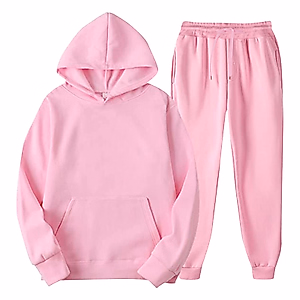 Unisex Hoodies Tracksuit Sweatsuits for Women Set Mens 2 Piece Hooded Sweatshirts and Sweatpant Set Print Sweatsuits A1-Pink, X-Large