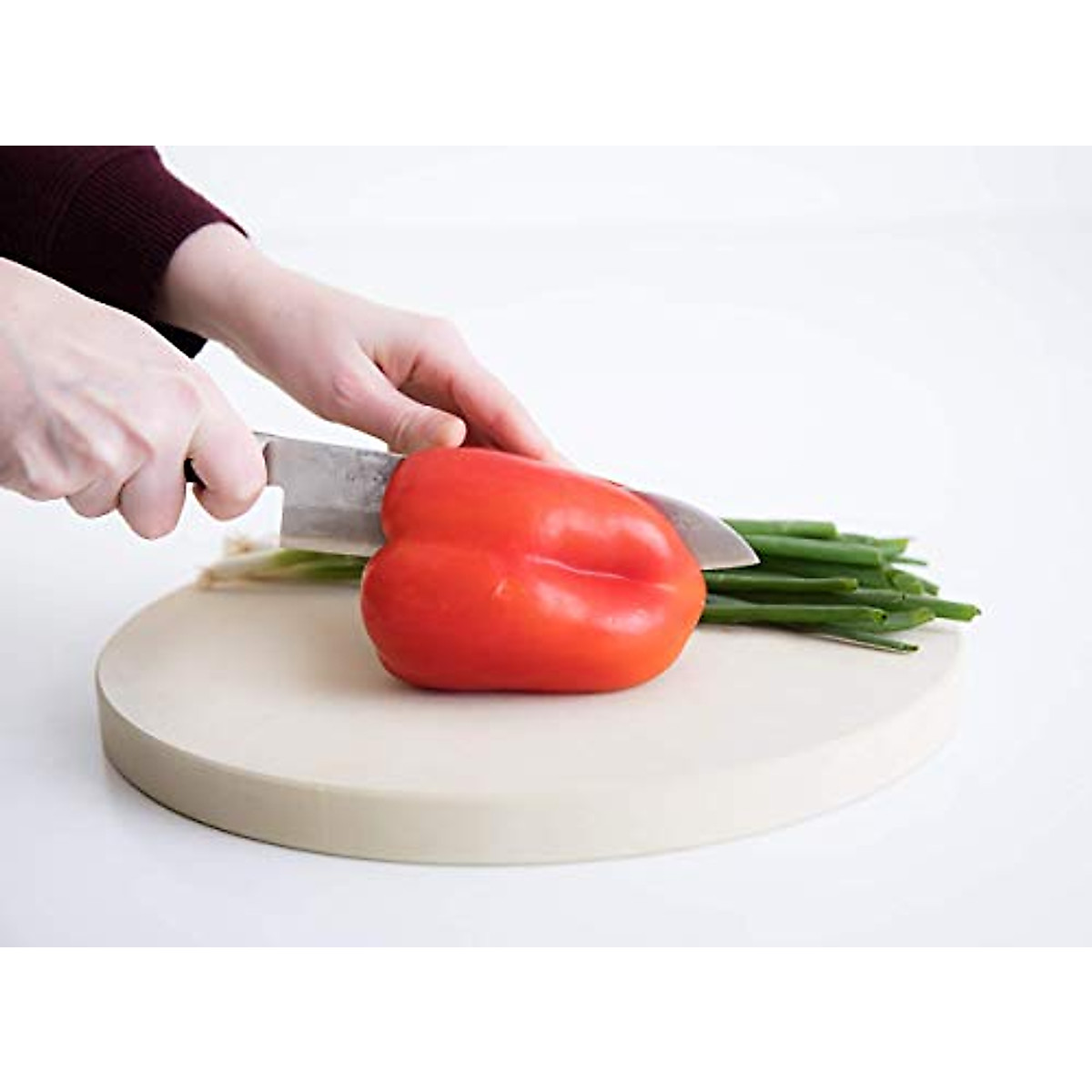 NoTrax 16" Round x 1" Sani-Tuff T45 Natural Rubber Cutting Board, Non-Skid Professional-Grade, Made in USA, T45S4R16BF