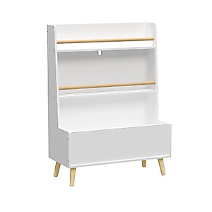 Kids Toy Storage Organizer, Kids Bookshelf, 3 Tier Children Bookcase and Bookshelf, Modern Open Storage Display Cabinet, Freestanding Display Storage Bookshelf for Children, Friends, Family, White