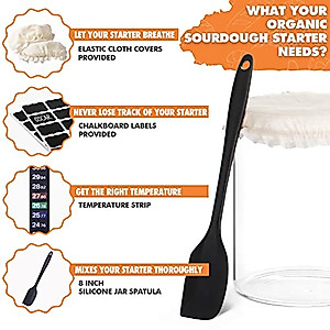 Oscar's Bakery- Sourdough Starter Jar Wide Mouth- Glass Sourdough Crock with lid- 40 oz. Sourdough Starter kit with Accessories & Recipe. Sour dough Container for making Bread (Starter Not Included)