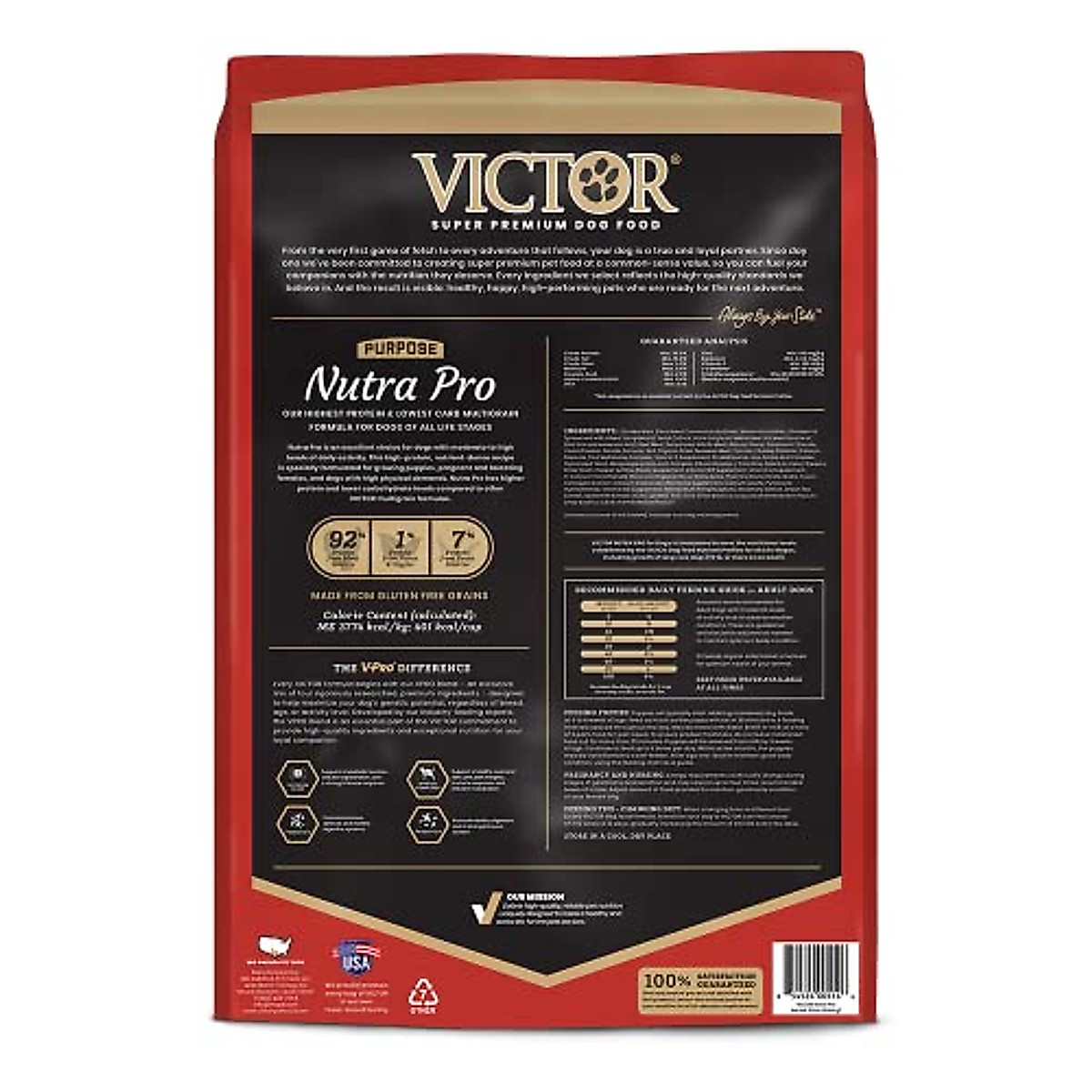 Victor Super Premium Dog Food – Purpose - Nutra Pro – Gluten Free, High Protein Low Carb Dry Dog Food for Active Dogs of All Ages – Ideal for Sporting Dogs, Pregnant or Nursing Dogs & Puppies, 15lbs