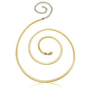 LUXSTRA Waterproof 18K Gold Waist-Chain | Three Sizes S, M, L Flat Snake Herringbone Belly Chain | Sexy Bikini Layering Body Chain For Women