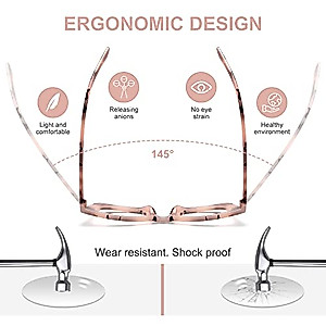 ZEHEXA Reading Glasses for Women Blue Light Blocking Glasses Filter UV Square Readers Glasses for Men and Women 5 Pack 1.5