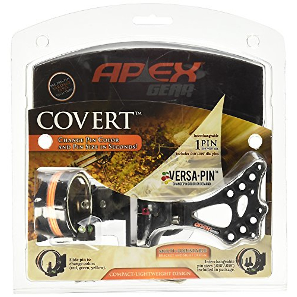 Apex Gear Covert 1-Pin Sight .019" / .010" Black