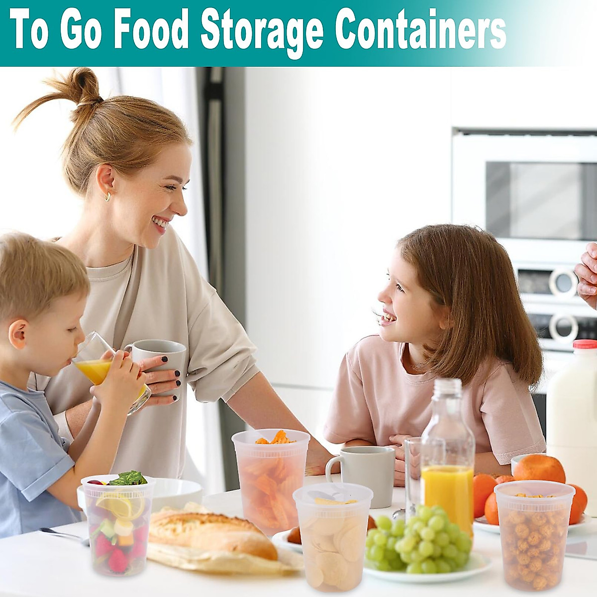 IJRPLM 50 Pack Deli Containers with Lids,32oz Plastic Deli Food Storage Containers, Leakproof Clear Takeout Container With Airtight Lids, BPA-Free, Microwave Dishwasher Freezer Safe,Heavy-Duty Quality