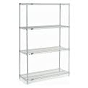 Nexel 18" x 48" x 74", 4 Tier, NSF Listed Adjustable Wire Shelving, Unit Commercial Storage Rack, Silver Epoxy, Leveling feet