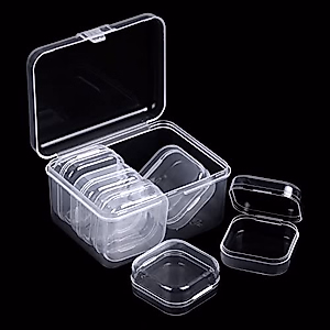 SKNBC 6 Pieces Small Clear Plastic Beads Storage Containers Box with Hinged Lid for Storage, 6 Mini 1 Big Plastic Craft Storage Boxe for Small Items and Other Craft Projects