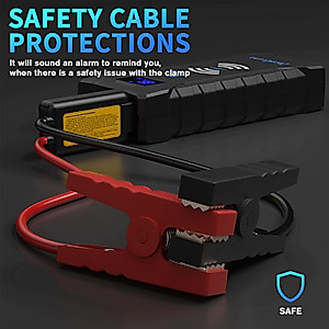 JOMGAND JW401 Jump Starter 2000A Car Battery Charger 22000mAh 12V Lithium Car Battery Booster Pack Portable Car Jump Starter with Wireless Charger Up to 8L Gas and 6L Diesel Engines