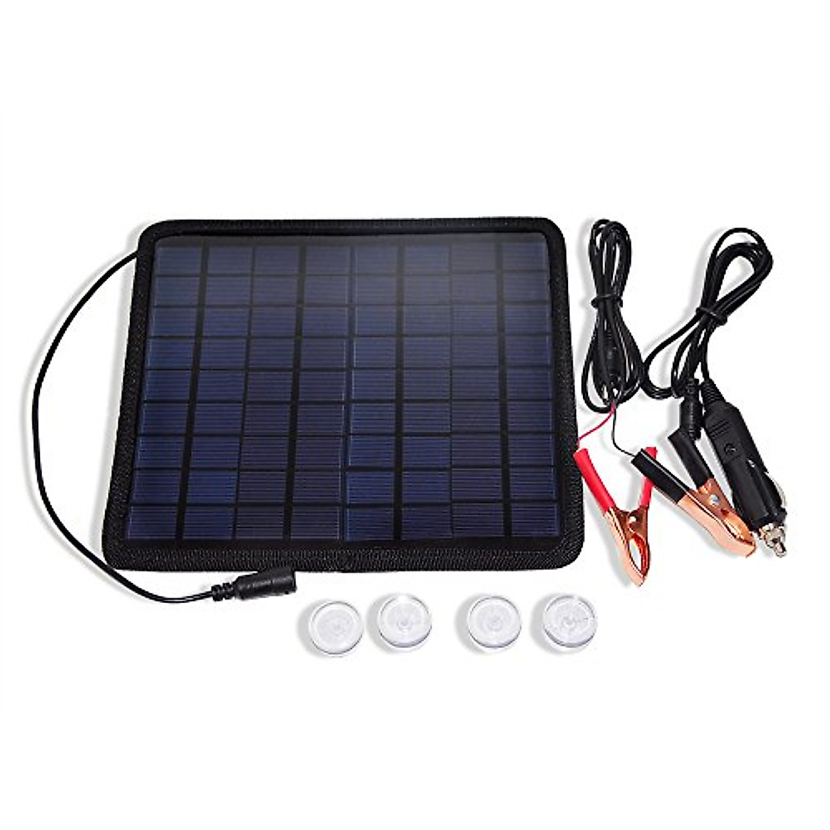 NUZAMAS Poartable 5.5W 18V Solar Panel Charger 2in1 Cigarette Lighter Plug & Alligator Clips for Car Battery Batteries Charging 12V Recharge Outdoor Camping