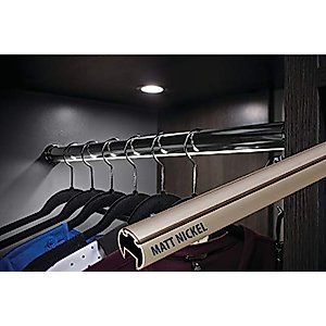 16" Lighted Round Wardrobe Tube Kit, Matt Nickel - LED Closet Light - Custom Size