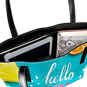 Women's Large Size Canvas Shoulder Bag Hobo Crossbody Handbag Casual Tote, Hello Summer Fruit Pineapple Watermelon Orange