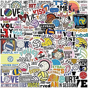 Volleyball Stickers 50PCS Sport Vinyl Stickers Waterproof for Laptop Water Bottles Volleyball helmet Scrapbook Luggage Sports Stickers Baseball Gifts Party Favors Baseball Stickers for Kids Teens Adults Boys Girls