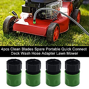 EMVANV 4pcs Lawn Mower Deck Wash Kit, Portable Quick Connect Deck Wash Hose Adapter Lawn Mower Clean Blades, Quick Connect Lawn Mower Deck Wash Port Hose Adapter (4pcs/Pack)